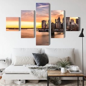 Vícedílný obraz Panorama Brooklynského Mostu Při Západu Slunce Nedostatek Nedostatek Plátno Canvas 250x150