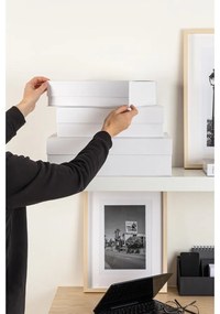 Bílé kartonové úložné boxy v sadě 3 ks s víkem/dekorativní 42,5x29,5x13 cm Kian Paper Laminate – Bigso