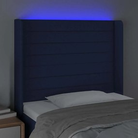 Čelo postele s LED modré 93 x 16 x 118/128 cm textil 3124176