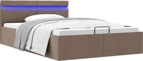 Rám postele s úložným prostorem LED taupe textil 140 x 200 cm 285627