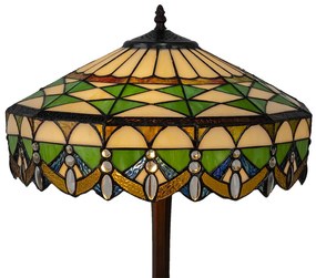 Stolní lampa 5LL-6086 v zelené, design Tiffany