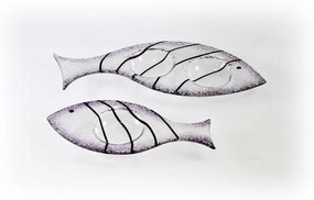 BDK-GLASS Skleněný svícínek rybička - FISH - fialová Rozměr: 17x8cm