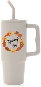 KRÁSNÝ DEN (PODZIM) - béžový cestovní termohrnek 900 ml