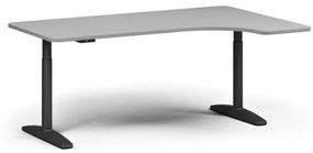Výškově nastavitelný stůl OBOL, elektrický, 675-1325 mm, levý/pravý, deska 1800x1200 mm, černá zaoblená podnož, šedá