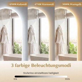 Costway Osvětlené koupelnové zrcadlo nástěnné zrcadlo se stříbrným podsvícením