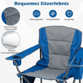 Costway Nadměrná kempingová židle Přenosná skládací židle s – námořnická modrá