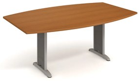 Stůl jednací sud 200 cm - Hobis Flex FJ 200 Dekor stolové desky: třešeň, Barva nohou: Stříbrná
