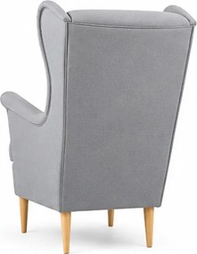 relaxační křeslo, ušák, dřevo/kov/textil, 102x80x66 cm, nohy světlé/šedá, Dekorino MALENA