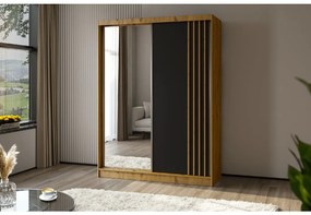 Zrcadlová skříň s lamelami Korina 160 cm Barva: Artisan / Černá / Artisan