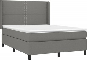 Box spring postel s matrací a LED tmavě šedá 140x200 cm textil 3138238