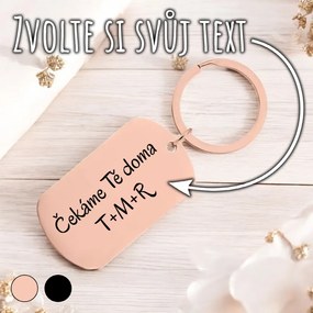 Ahome CZ Krásná kovová klíčenka - S vlastním textem Vyberte barvu: Rose gold