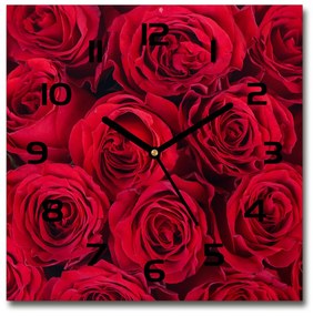 Wallmuralia Skleněné nástěnné hodiny čtverec Růže 30x30 cm