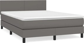 Box spring postel s matrací šedá 140x200 cm umělá kůže 3141009