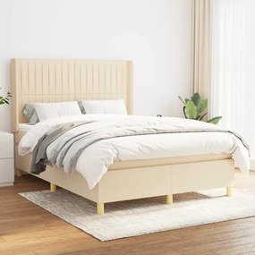 Box spring postel s matrací krémová 140x190 cm textil,  3132150
