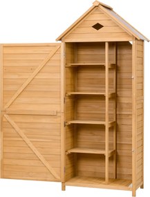 Costway Dřevěná zahradní skříň na nářadí – 70 × 36 × 177 cm, přírodní