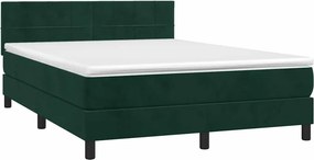 Box spring postel s matrací tmavě zelená 140x190 cm samet 3141302