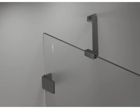 Mexen Lunar, půlkruhový výklopný sprchový kout 70 x 70 cm, 8mm čiré sklo, grafitový profil, 833-070L-070P-95-00