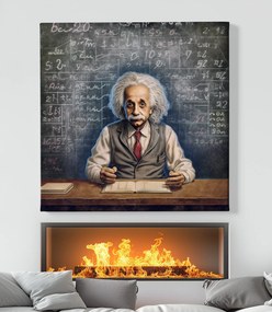 Obraz na plátně - Albert Einstein popsaná tabule FeelHappy.cz Velikost obrazu: 80 x 80 cm