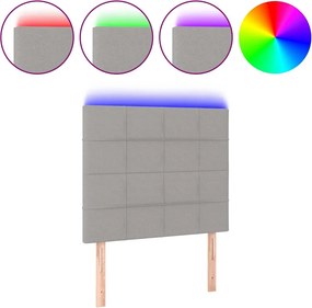 Čelo postele s LED světle šedé 100x5x118/128 cm textil 3122414