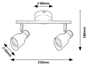 Rabalux 73048 - Bodové svítidlo LILOU 2xGU10/25W/230V