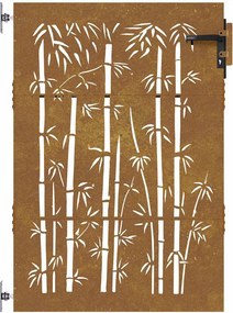 Zahradní branka 85 x 125 cm corten ocel bambusový design 153234