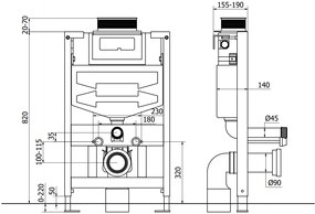 Mexen Fenix XS-U, podomítkový modul a závěsné WC Teo, černá matná, 6853385XX85