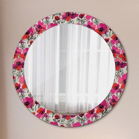 Kulaté dekorativní zrcadlo Růžové máky fi 70 cm