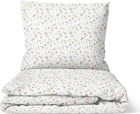 Krepové perkálové prodloužené povlečení Barevný kvítek Velikost: 140 x 220 + 70 x 90