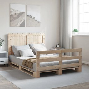 Rám postele s čelem bílý 140 x 200 cm masivní borové dřevo 3281540