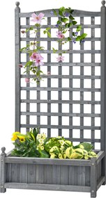 Outsunny Vyvýšená zahradní bedýnka s treláží – Dřevěná treláž s podporou pro popínavé rostliny, 64 x 28 x 120 cm | Aosom