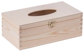 FK Dřevěná krabička na kapesníky se sponou - 26x14x8 cm, Přírodní