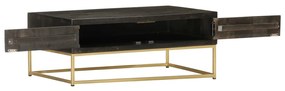 Konferenční stolek černozlatý 90 x 50 x 35 cm masivní mangovník - Default Title