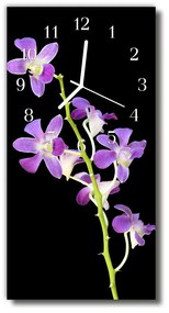 Skleněné hodiny vertikální Květy orchidejí