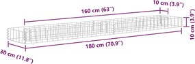 vidaXL Gabionový vyvýšený záhon pozinkovaná ocel 180 x 30 x 10 cm [145632]