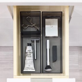 Matně černé koupelnové organizéry na kosmetiku z recyklovaného plastu v sadě 3 ks Stack &amp; Slide – iDesign