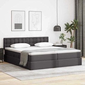 Postel s úložným prostorem s čelo Šedá 180 x 200 cm Umělá kůže 3370907