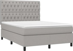 Box spring postel s matrací světle šedá 140 x 190 cm textil 3142009