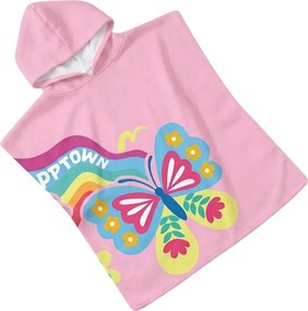 Dětské pončo BUTTERFLY růžové 60x120 cm