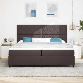 Postel s boxspringem s čelo Tmavě hnědá 200 x 200 cm textil 3339493