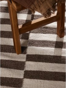 Bílý/hnědý oboustranný/ručně tkaný vlněný běhoun 80x200 cm Vika – Hanse Home