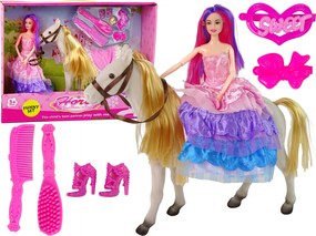 LEAN Toys Panenka princezna s bílým koníkem – figurky a doplňky