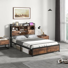 Costway Rám postele s nabíjecí stanicí a úložným prostorem a – 200 x 140 cm