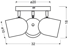 Šedé stropní svítidlo Azuro pro žárovku 3x E27 s kulatou základnou  - Candellux