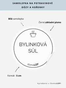 BYLINKOVÁ SŮL – bílá samolepka na dózu, základní písmo, 5 cm | DomaLEP