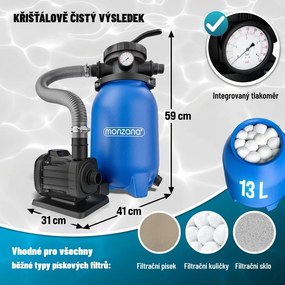 Písková filtrace k bazénu AQUA s filtračními kuličkami, 5 000 l/h, modrá Monzana