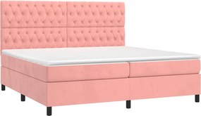 Box spring postel s matrací růžová 200x200 cm samet 3143228
