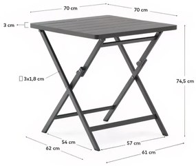 Černý hliníkový zahradní skládací stůl Kave Home Torreta 70 x 70 cm