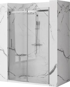 Jednokřídlé posuvné sprchové dveře REA NIXON-2 LEVÉ 120 cm pro instalaci do niky, chrom/transparent - bez vaničky