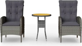 3dílný zahradní bistro set polyratan šedý 3058543