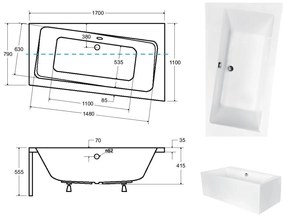 Besco Infinity 170x110 akrylátová vana Délka vany: 170cm, Orientace: Pravá